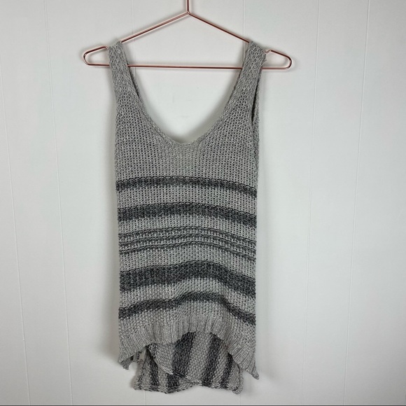 M. Rena | Tops | M Rena Gray Striped Sleeveless Sweater Tank Top | Poshmark